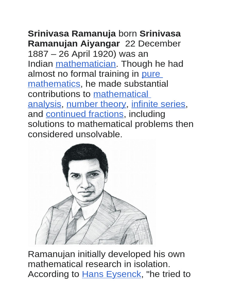 Srinivasa Ramanuja | PDF