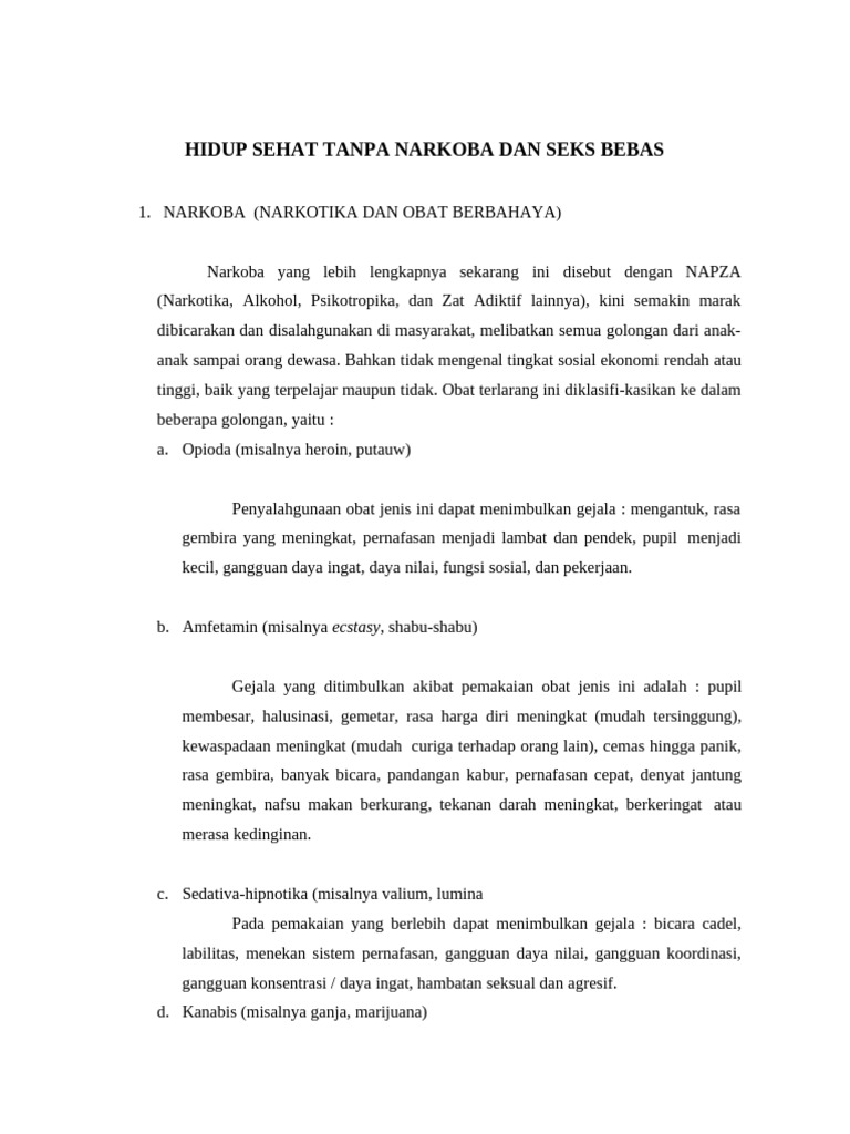Hidup Sehat Tanpa Narkoba Dan Seks Bebas | PDF