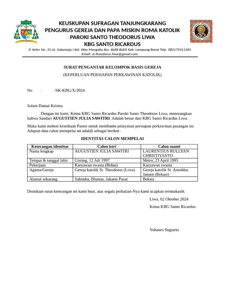 Surat Pengantar KBG | PDF