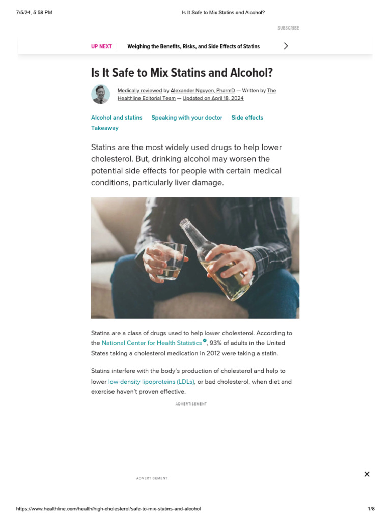 Is It Safe To Mix Statins and Alcohol | PDF