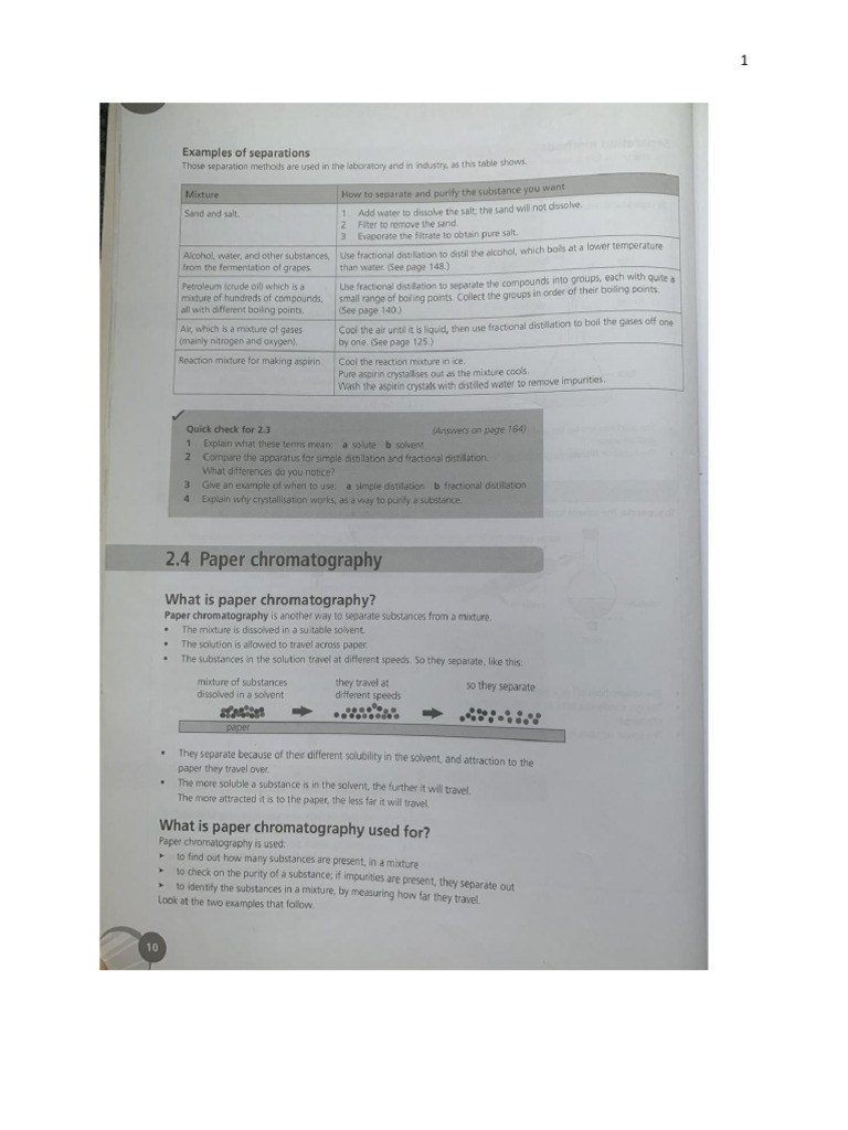 Year 10 Chromatography Notes | PDF