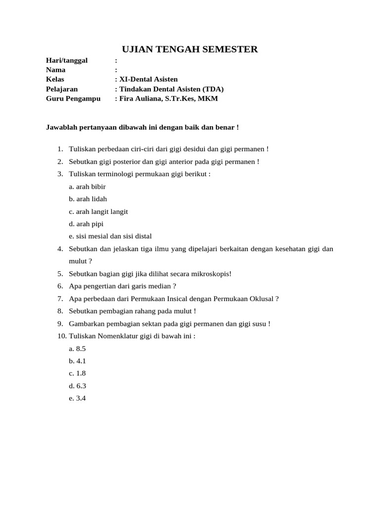 UTS MKD, ASISTENSI Dan TDA Kelas 11 | PDF