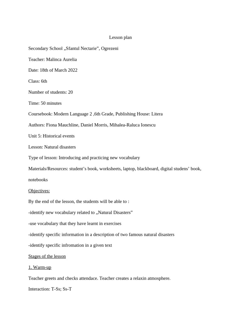 4 Lesson Plan 6th Grade | PDF