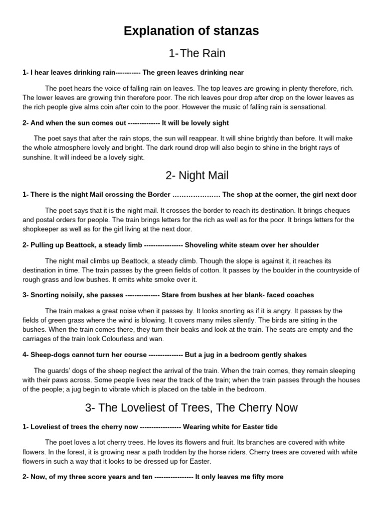 10 Poems New Explanation of The Poem-1 | PDF | Poetry