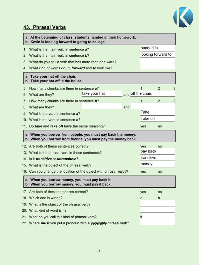 43 - Phrasal Verbs - Lesson | PDF