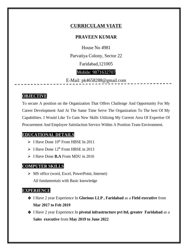 Praveen Cv | PDF
