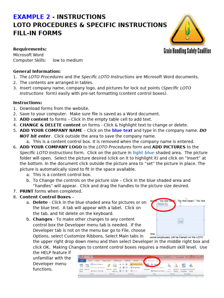 LOTO Procedures EXAMPLE 2 Template Download To Fill in | PDF ...