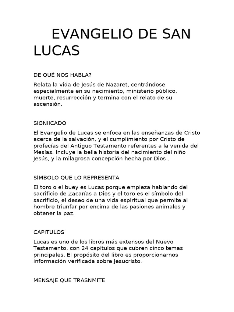 Evangelio de San Lucas | PDF