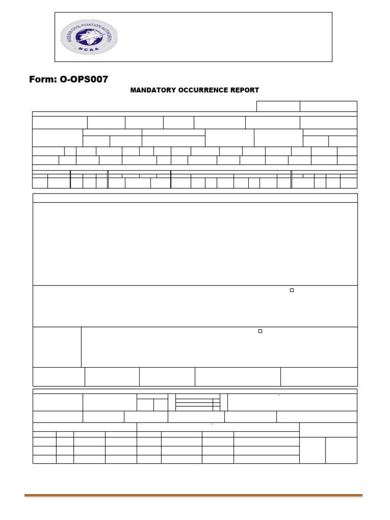Mandatory Occurrence Report Form | PDF | Aviation | Transport Safety