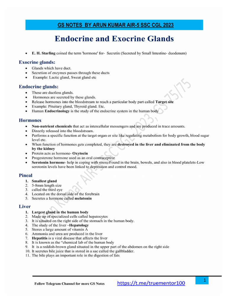 Endocrine Exocrine Glands Hormone | PDF