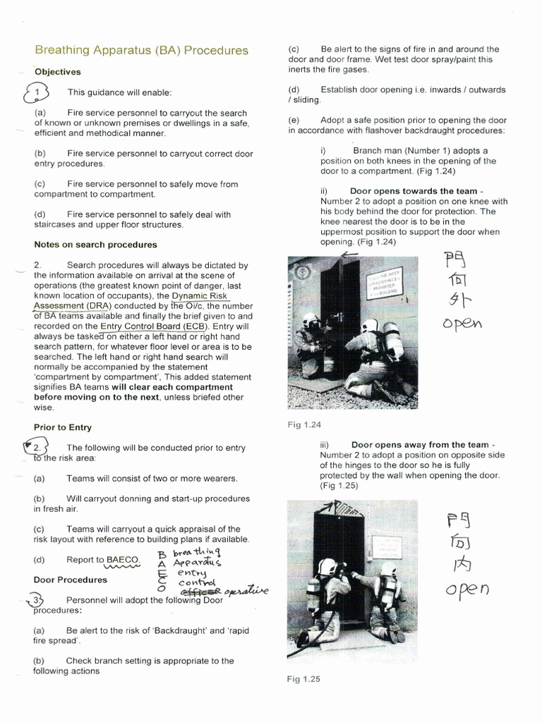 Breathing Apparatus (BA) Procedures - 000 | PDF