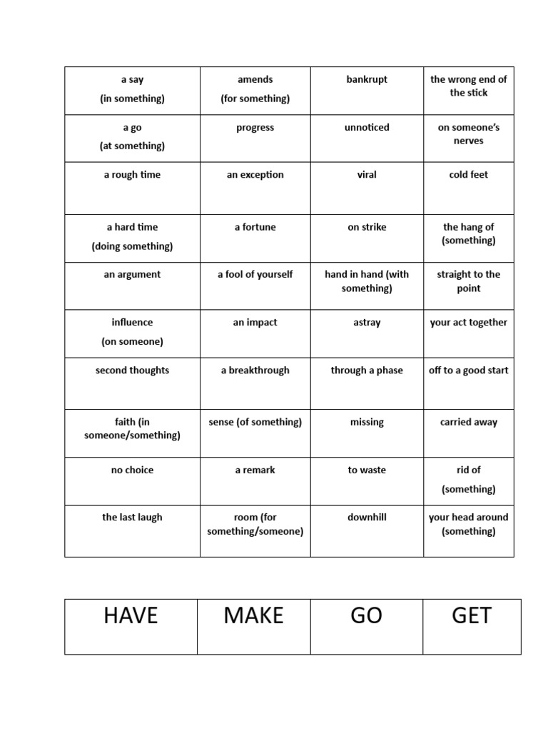 Collocations - Have Make Go Get | PDF