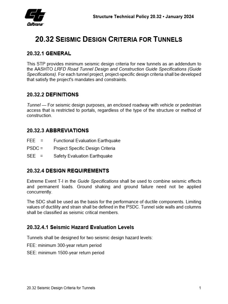 STP2032 SEISMIC DESIGN CRITERIA FOR TUNNELS-A11y | PDF