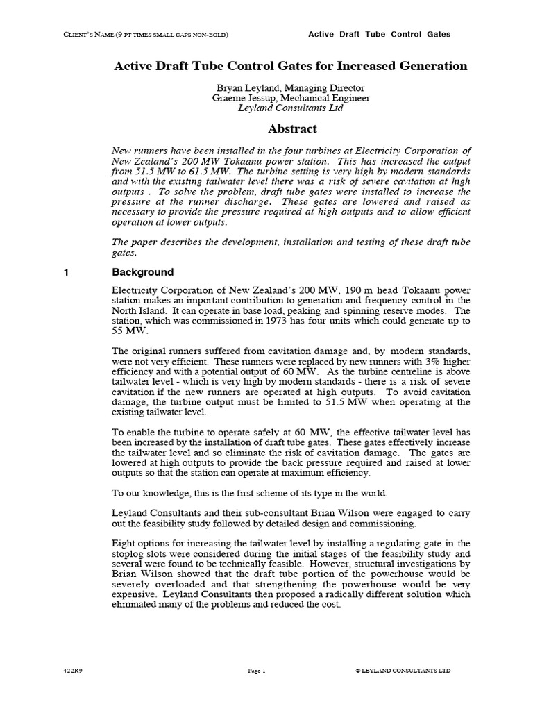 Active Draft Tube Gates | PDF