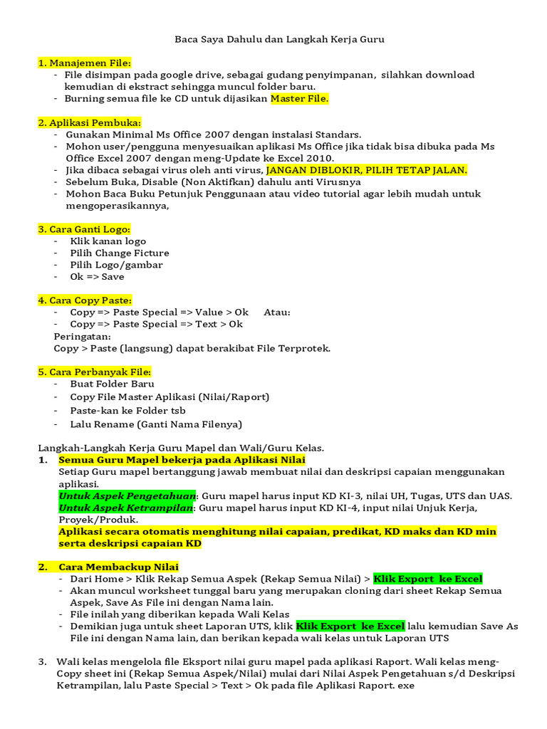 Nov 071 SMPN BACA SAYA DAHULU/000 Baca Saya Dahulu Dan Langkah Kerja Guru | PDF