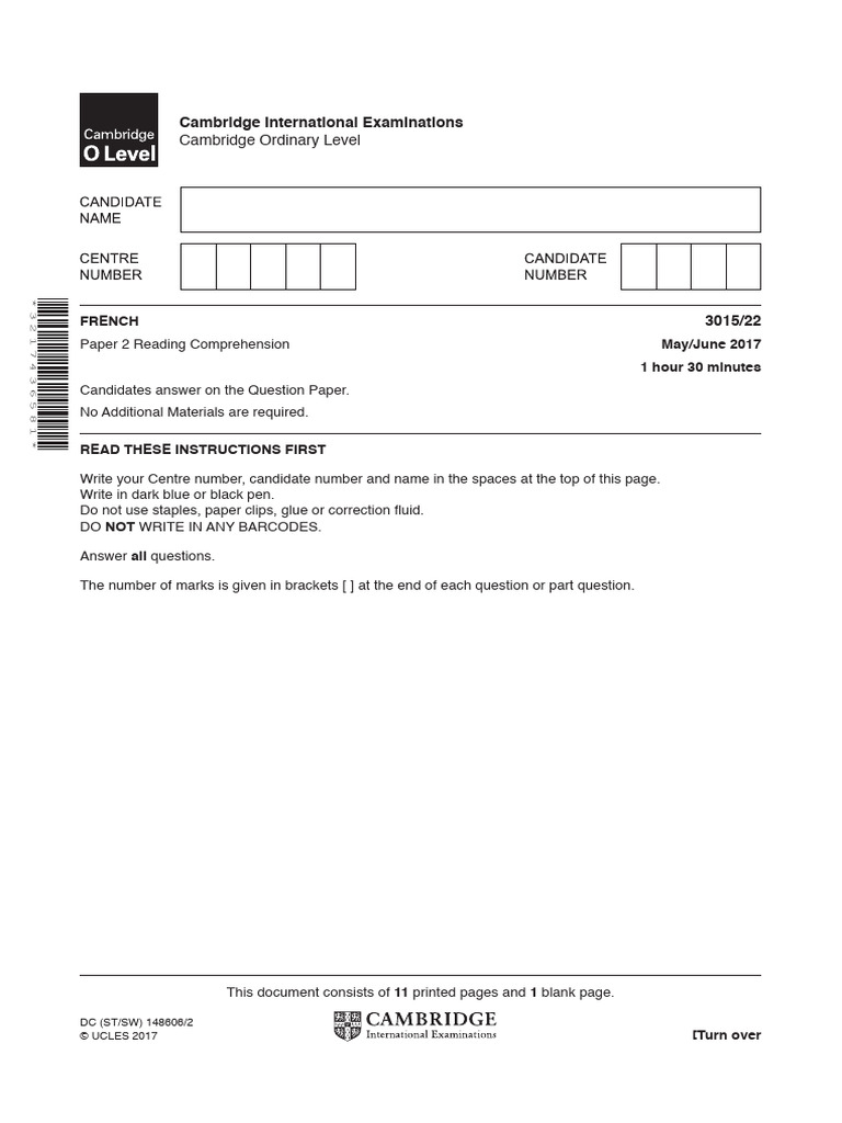 Cambridge Ordinary Level | PDF