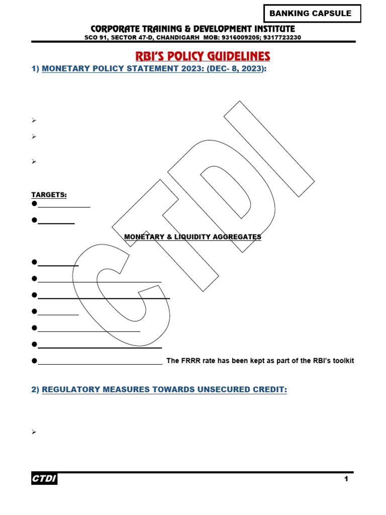 Monetary Policy Statement | PDF