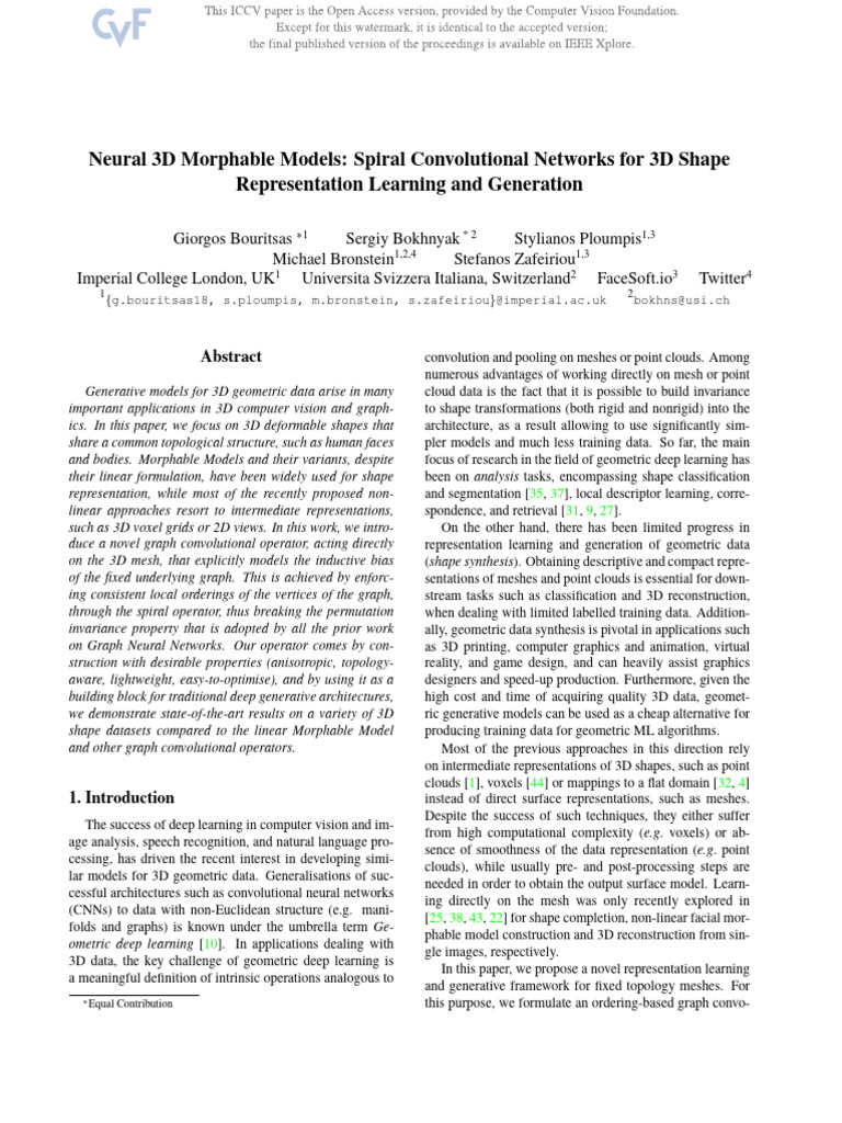 Bouritsas Neural 3D Morphable Models Spiral Convolutional Networks For 3D Shape ICCV 2019 Paper ...