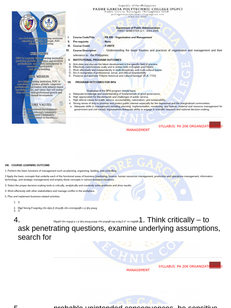 PA 206 Organization and Management | PDF