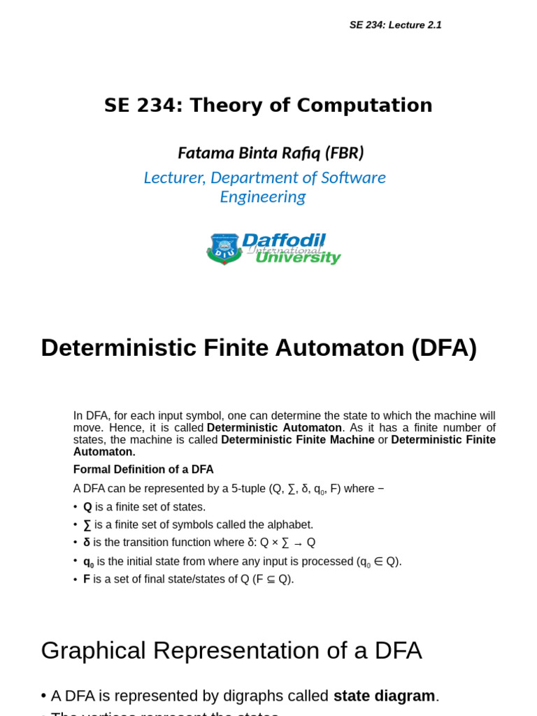 Toc_lecture 2.1 Dfa Nfa | PDF