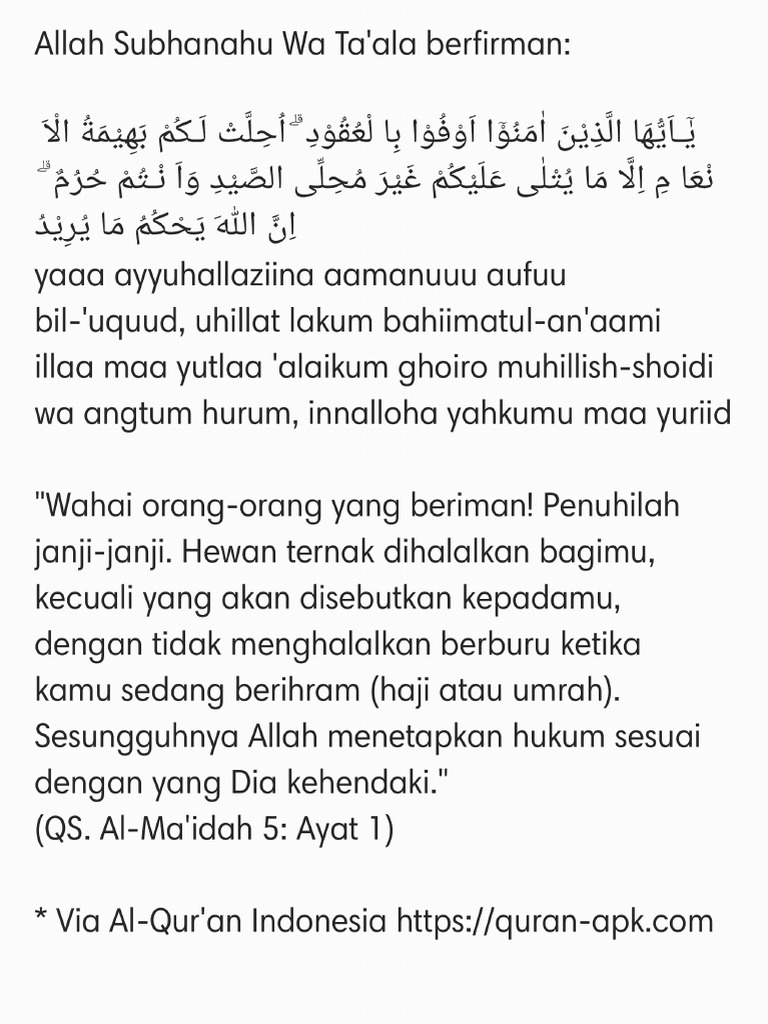 Al Maidah Ayat 1 | PDF