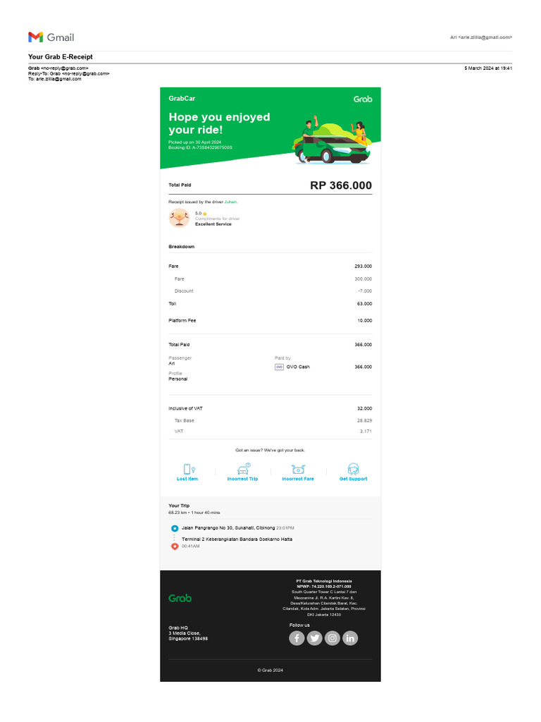 Gmail - Your Grab E-Receipt - Berangkat | PDF