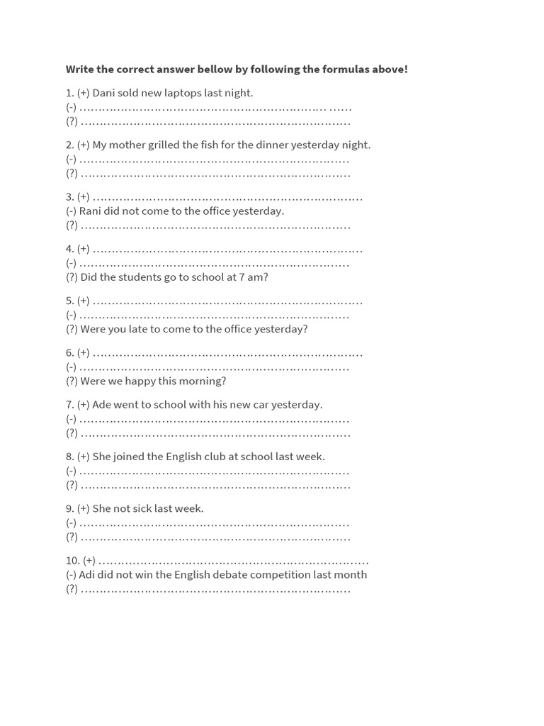 Soal Simple Past Tense | PDF