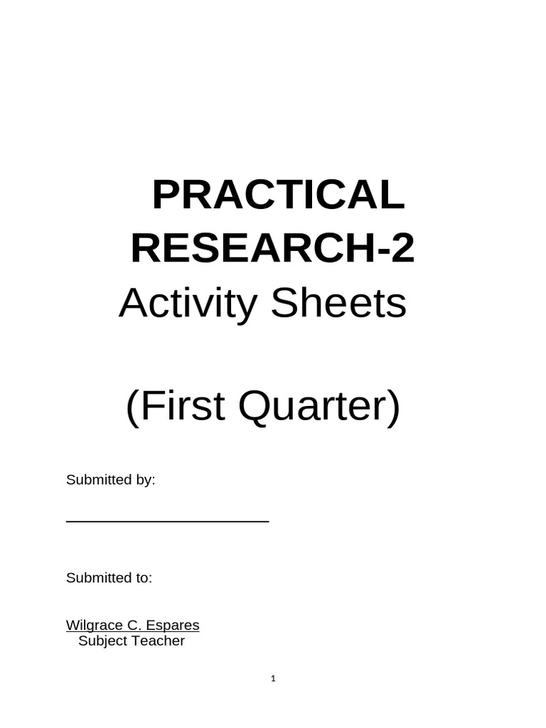 Practical Research Activity Sheets Final | PDF | Soil | Career & Growth
