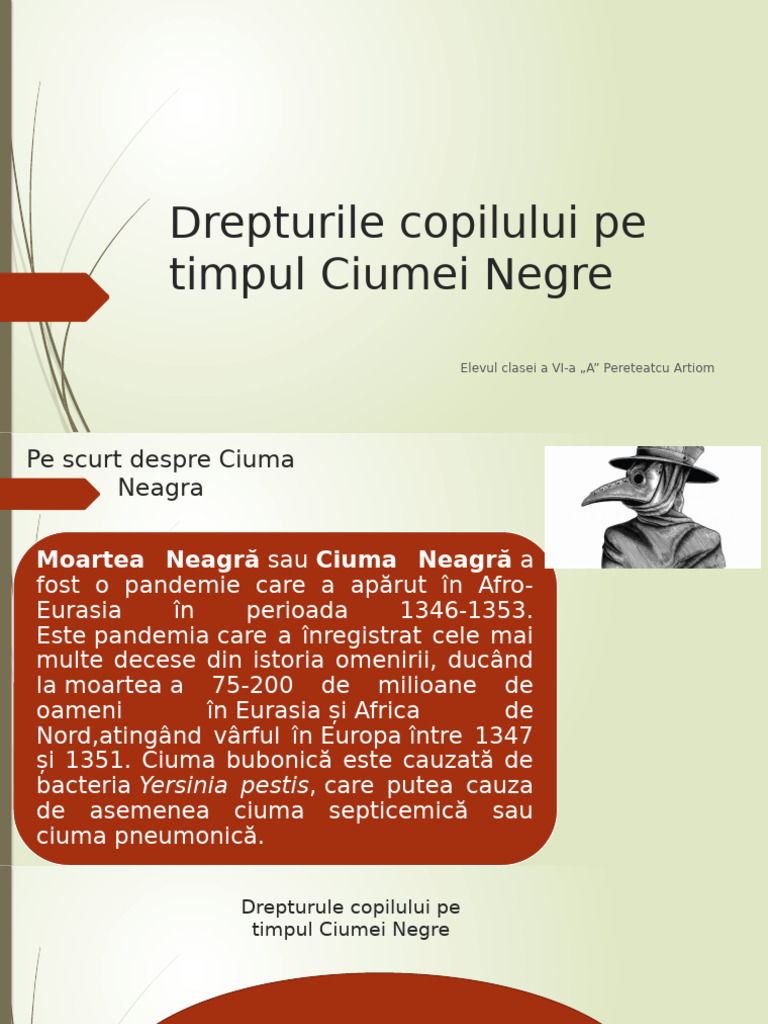 Drepturile Copilului Pe Timpul Ciumei Negre | PDF