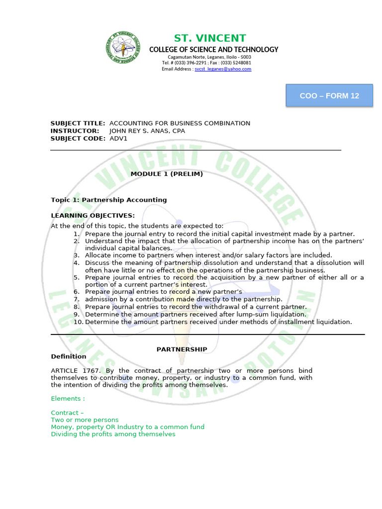 Adv1 Course Module Prelim 2024a | PDF