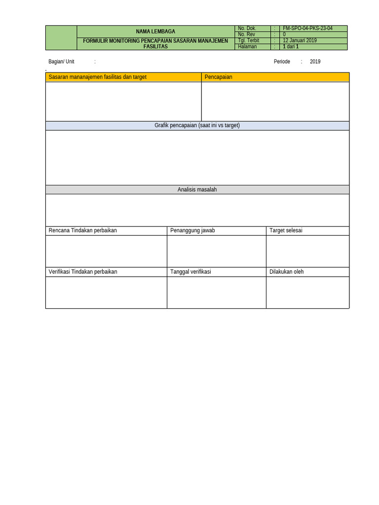 Monitoring Sasaran Manajemen Fasilitas | PDF