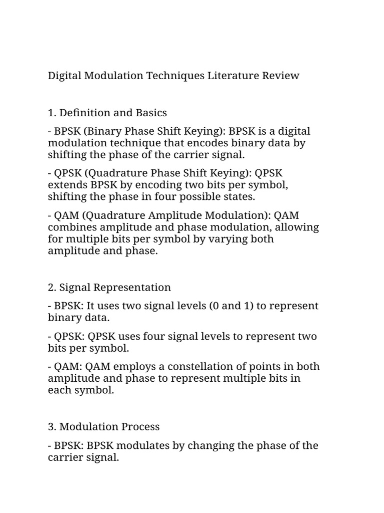 Digital Modulation Techniques Info In Detail Literatire Revview[1] Pdf