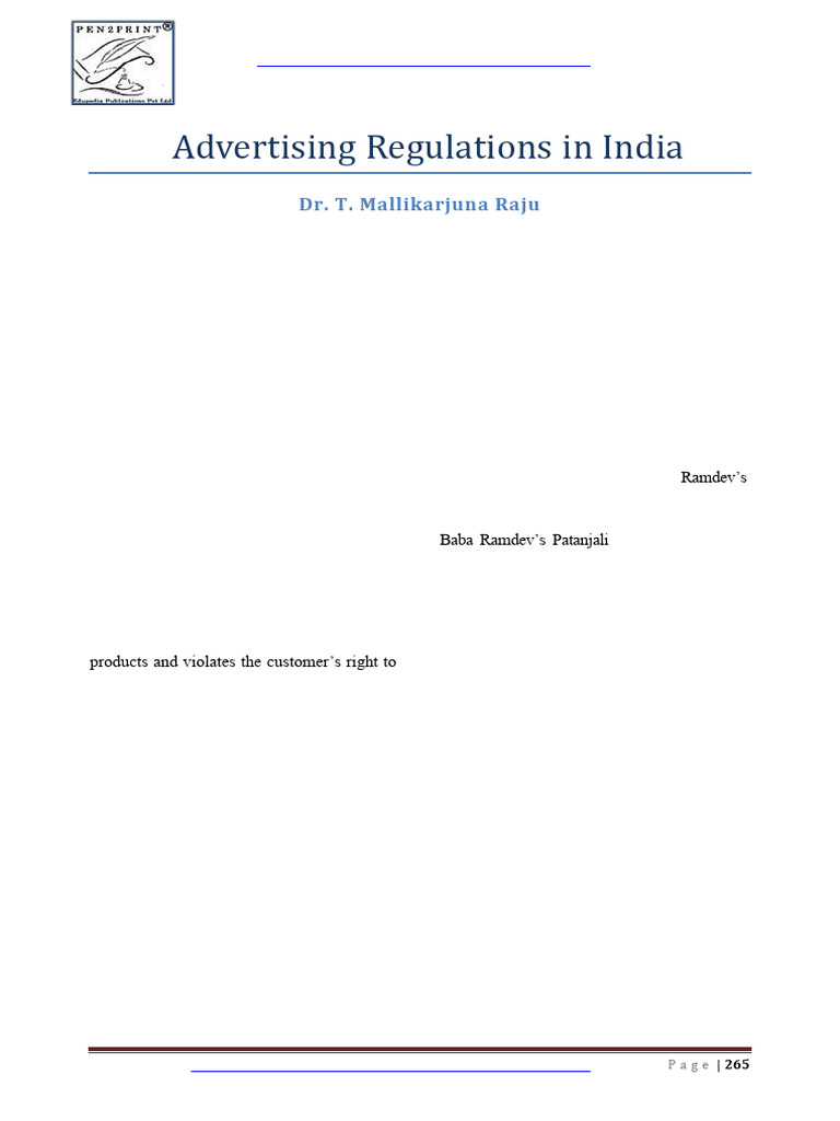 Indian Advertising Regulations | PDF | Advertising
