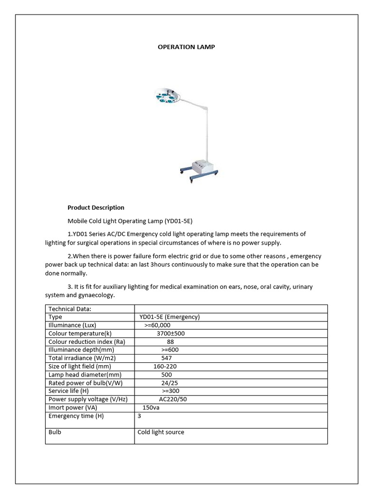 Operation Lamp | PDF