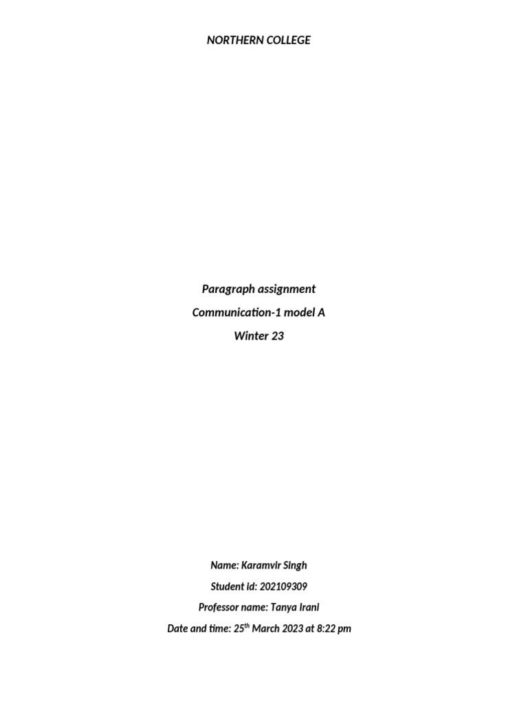 Paragraph Assignment Karamvir | PDF