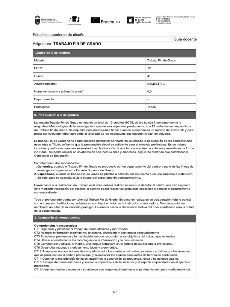 Guia Docente Tfg 23_24 | PDF