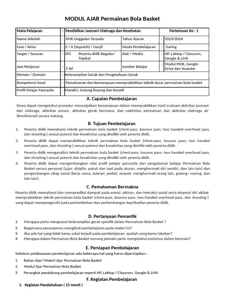 Modul Ajar SMK Kls 10 | PDF