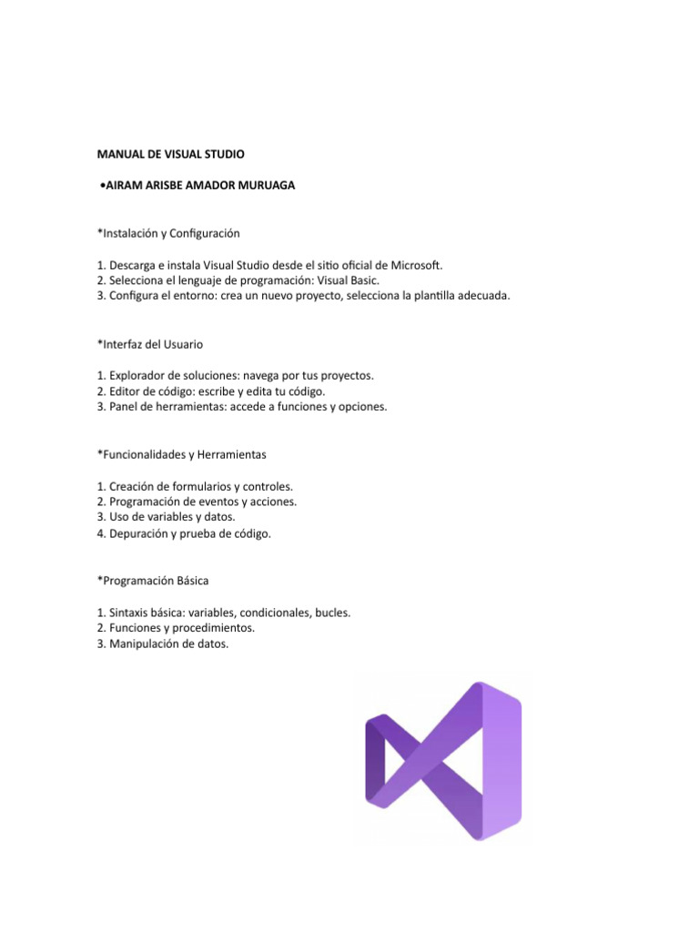 Manual de Visual Studio - Airam Arisbe Amador Muruaga | PDF
