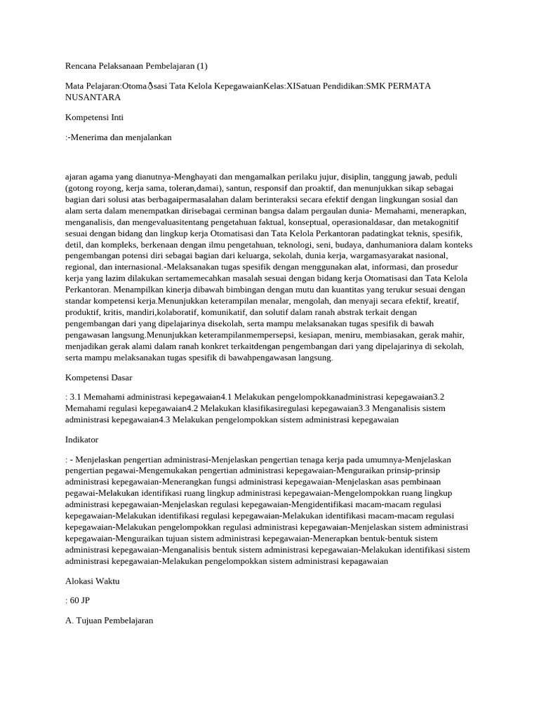 RPP Otk Kep | PDF