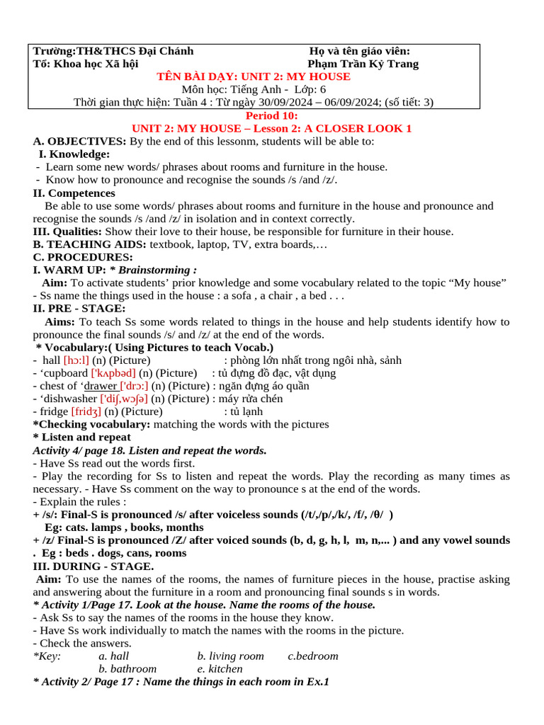 Lesson Plan 6 - Week 4 | PDF