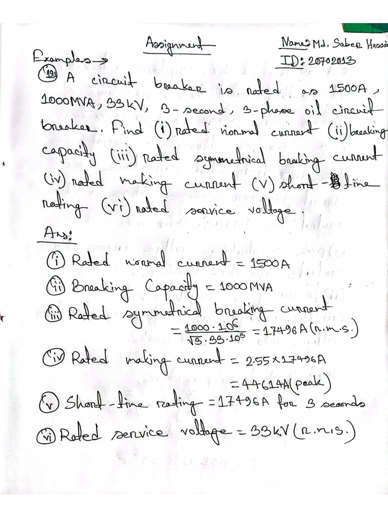 Switchgear Assignment Pdf