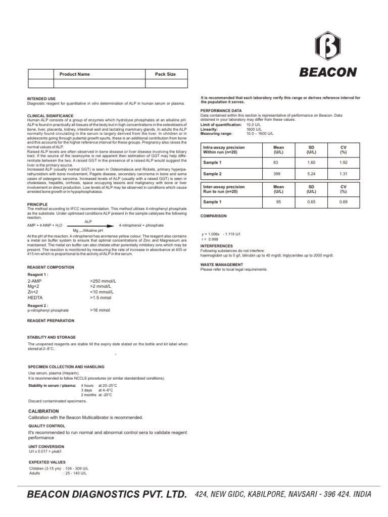 Alkaline Phosphatase System Pack Ifu | PDF