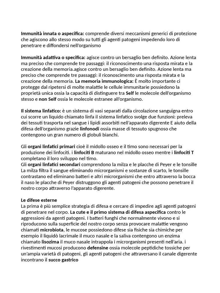 Immunità Innata o Aspecifica | PDF