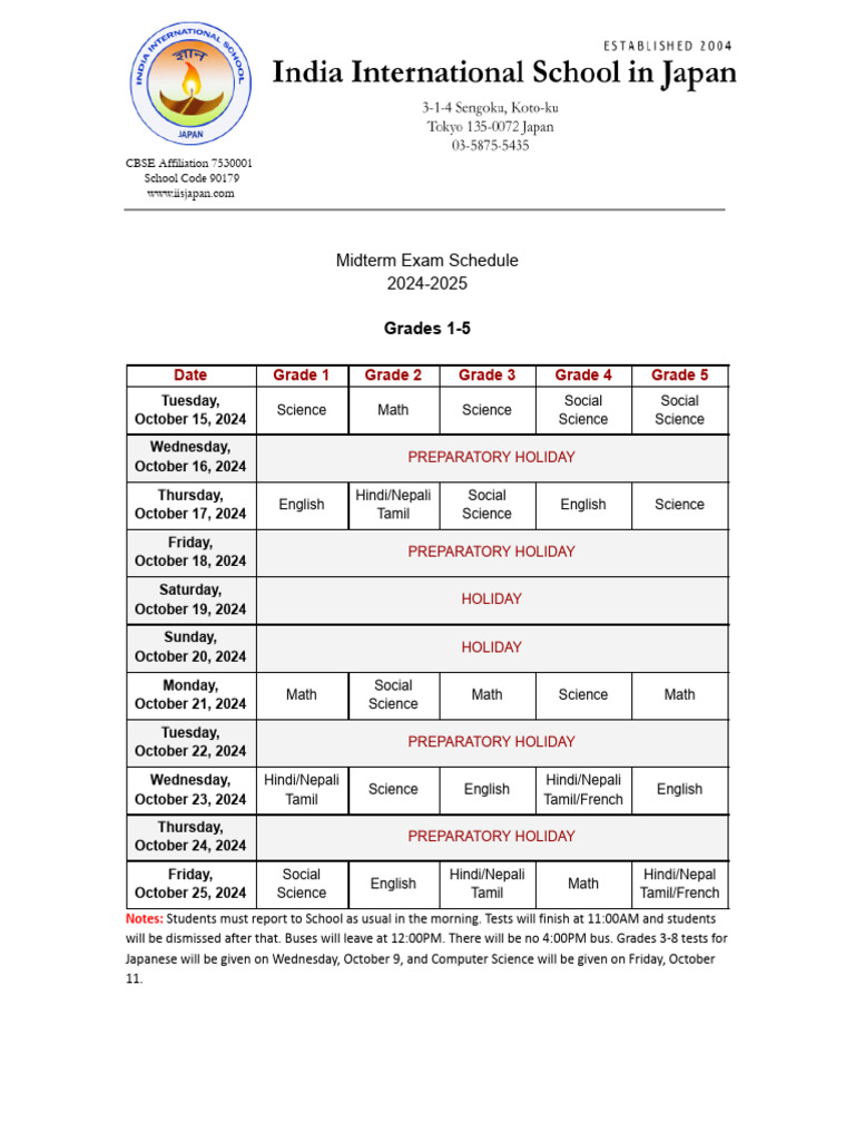 Midterm Exam Schedules | PDF