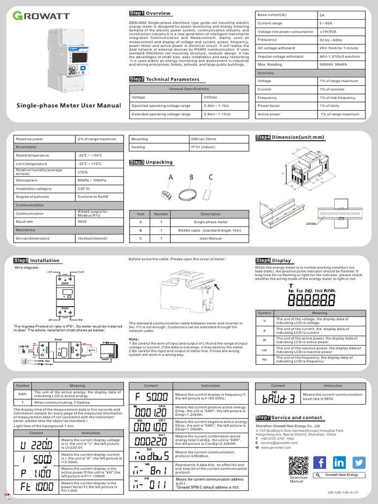 Usermanual meter Chint 1 pha | PDF