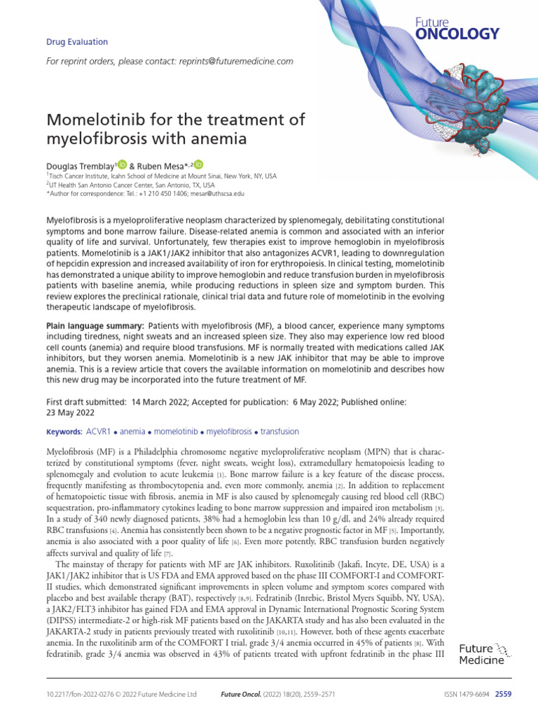 Tremblay Mesa 2022 Momelotinib For The Treatment of Myelofibrosis With ...