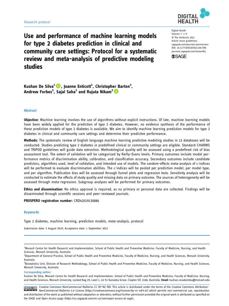 Use and Performance of Machine Learning Models For | PDF