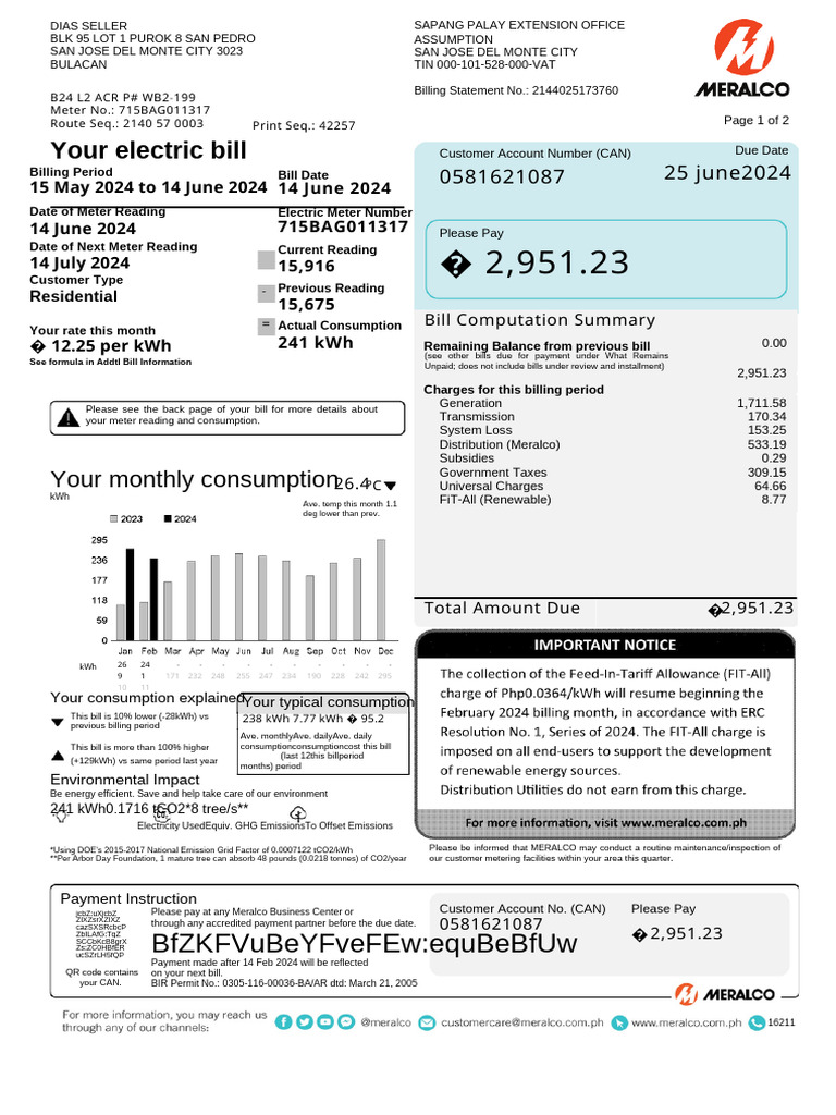Meralco Receipt - 326417200102 - 02142024 PDF | PDF