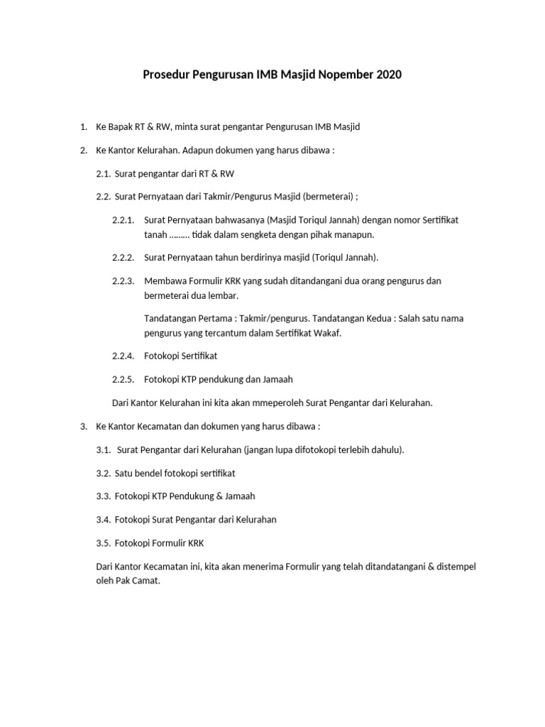 Langkah Urus Imb Masjid | PDF