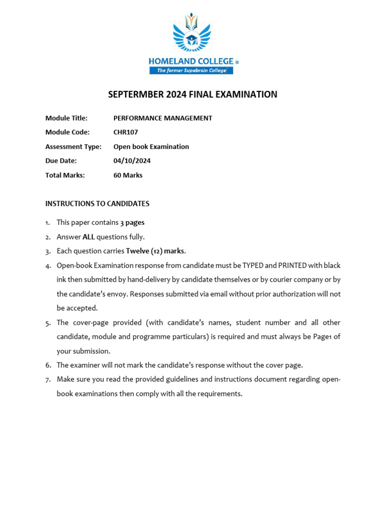 Performance Management Examination-F - 085442 | PDF | Goal | Cognition